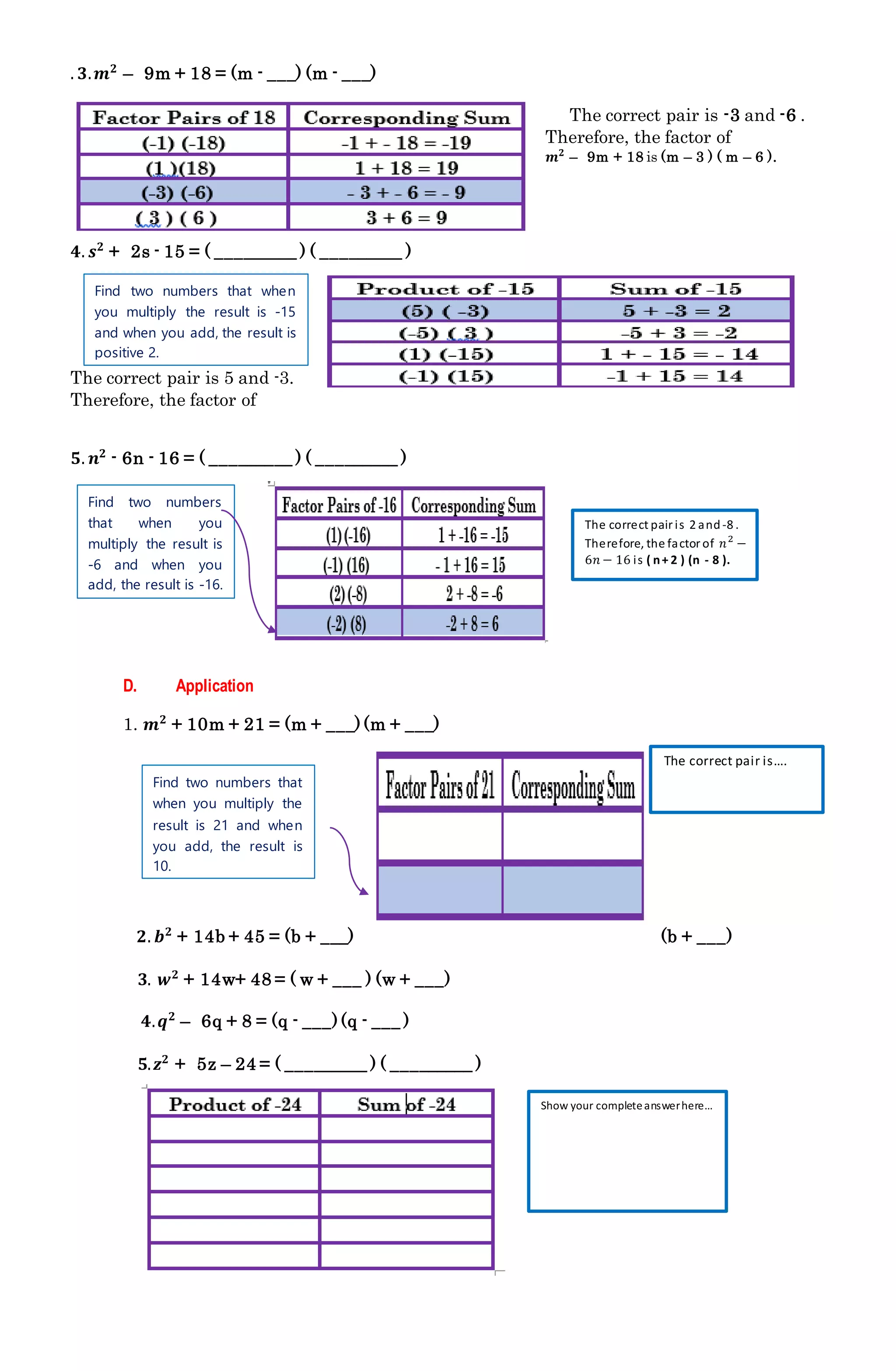 Factoring Non-Perfect Square Trinomial Lesson Plan | DOCX