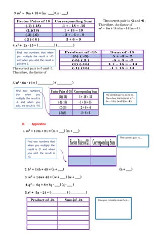 Factoring Non-Perfect Square Trinomial Lesson Plan | DOCX