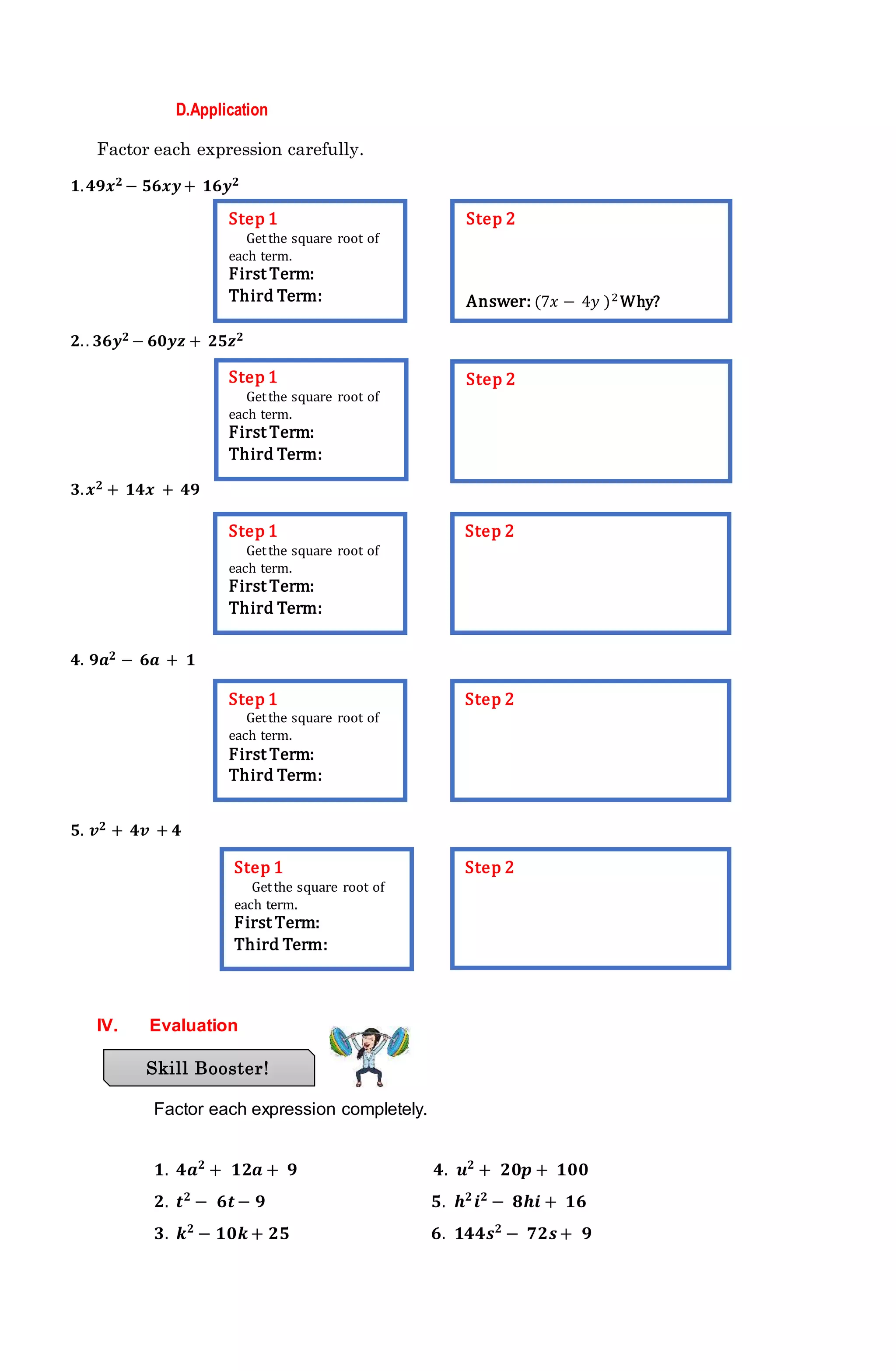 Factoring Perfect Square Trinomial | DOCX