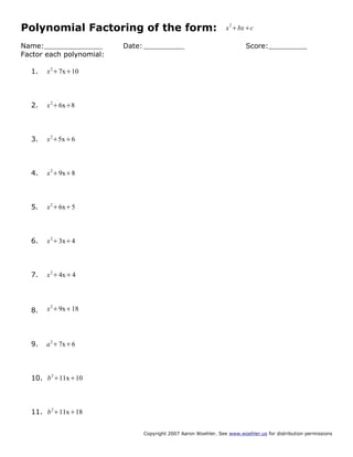 Factoring Polynomial | PDF