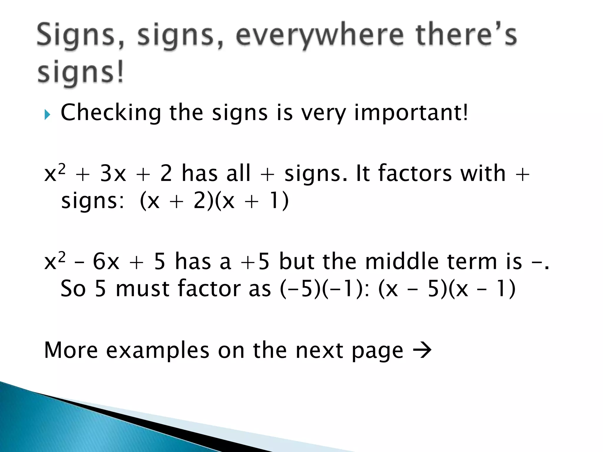Factoring polynomials | PPTX