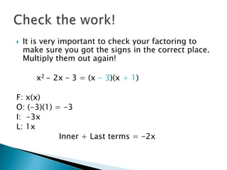 Factoring polynomials | PPTX