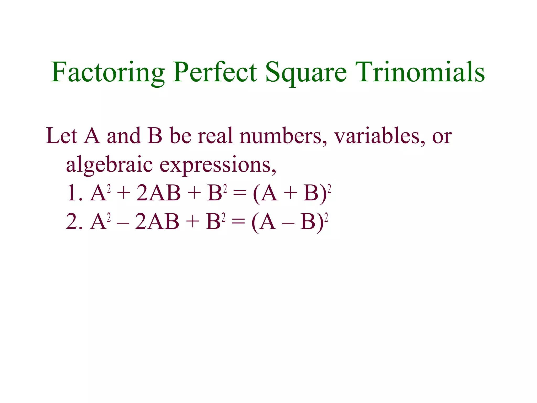 Factoring polynomials | PPT