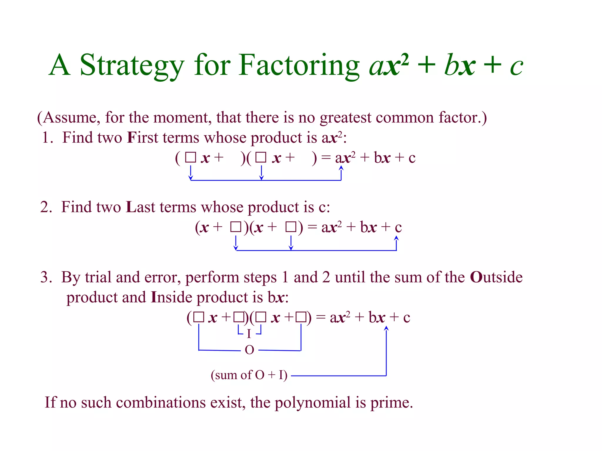 Factoring polynomials | PPT
