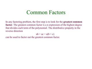Factoring polynomials | PPT