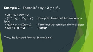 Factoring polynomials by groupings | PPT