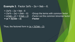 Factoring polynomials by groupings | PPT