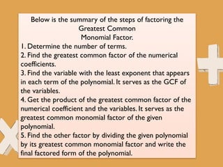 Factoring Polynomials Part 2 How to factor | PPTX