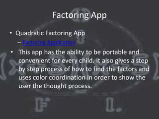 Factoring PowerPoint | PPTX | Homework and Study | Education