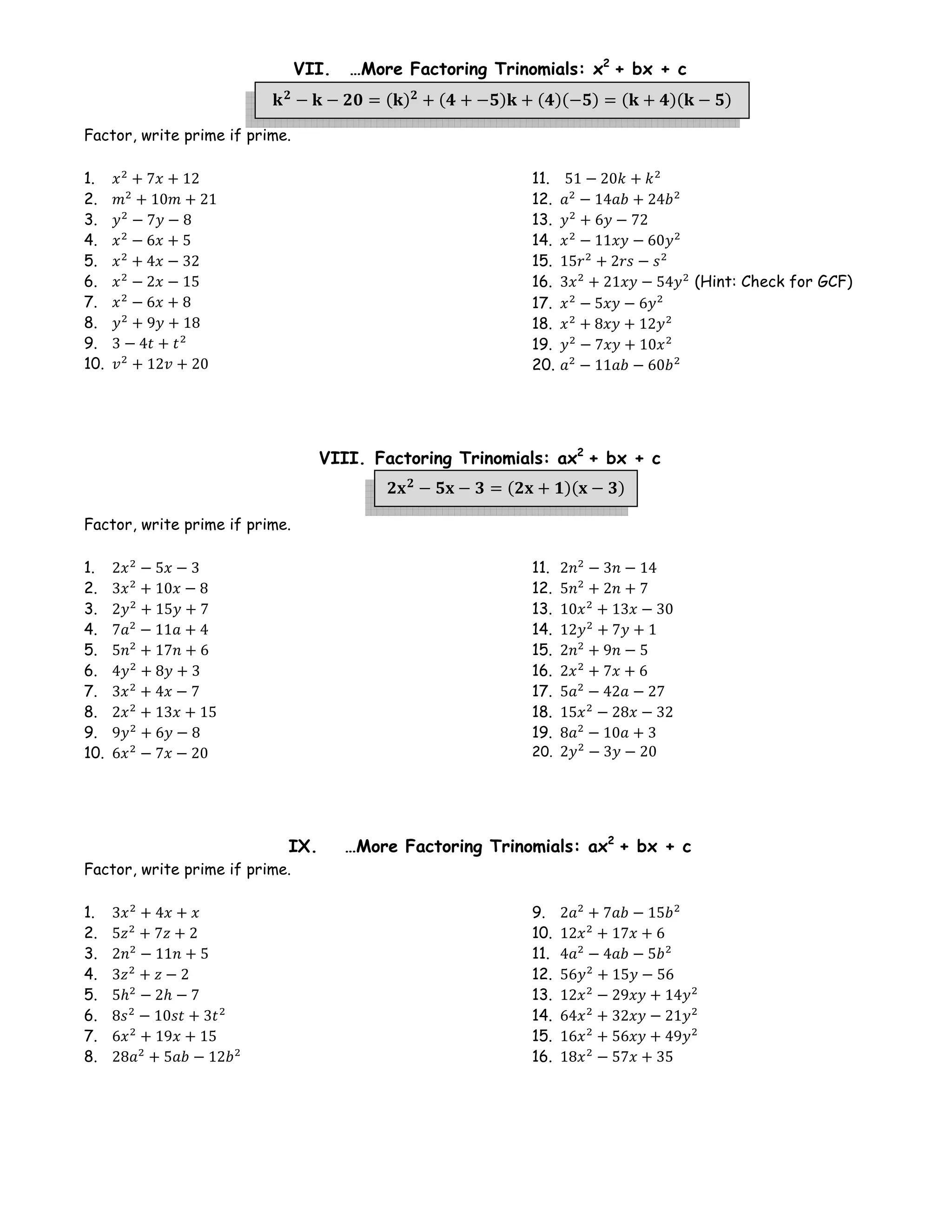 Factoring practice | PDF