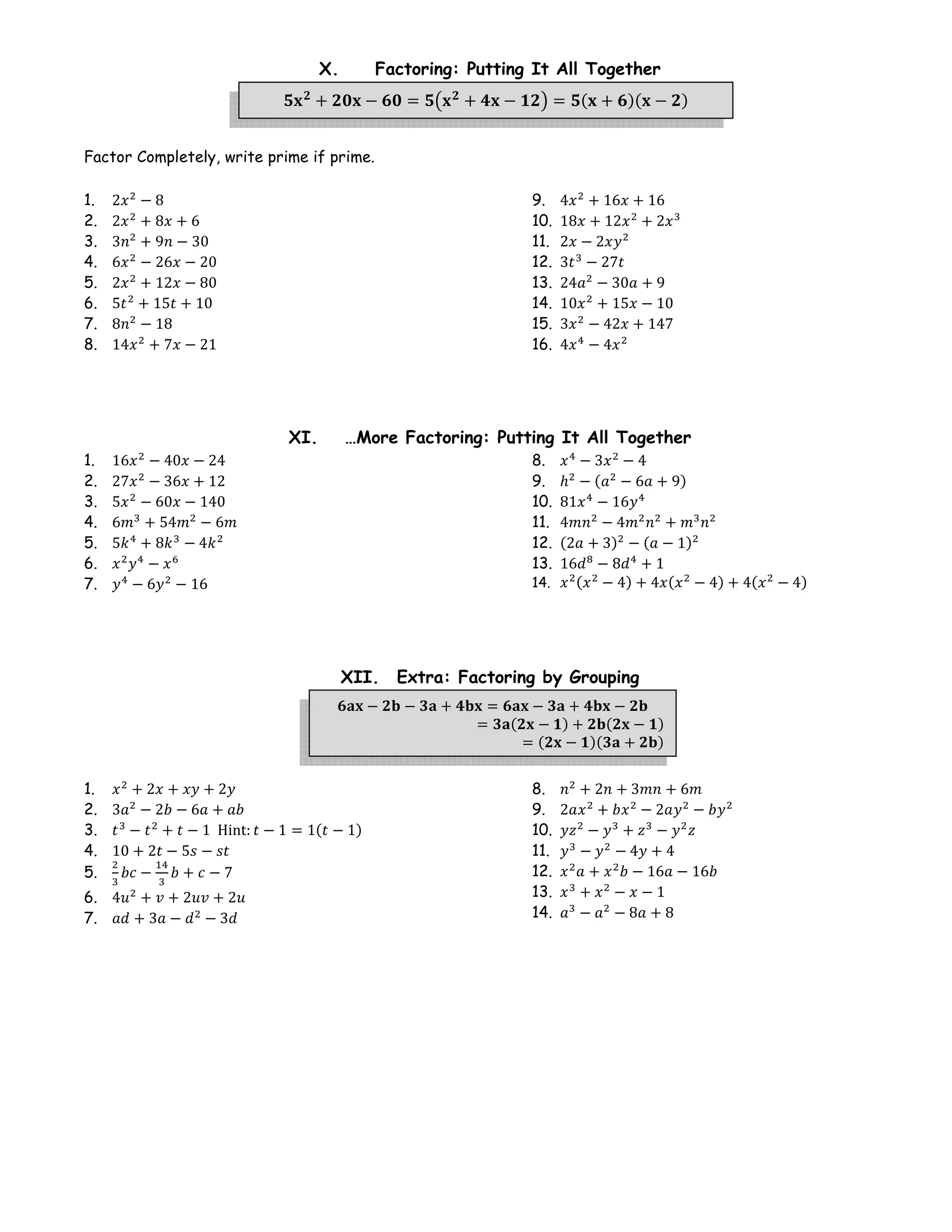 Factoring practice | PDF