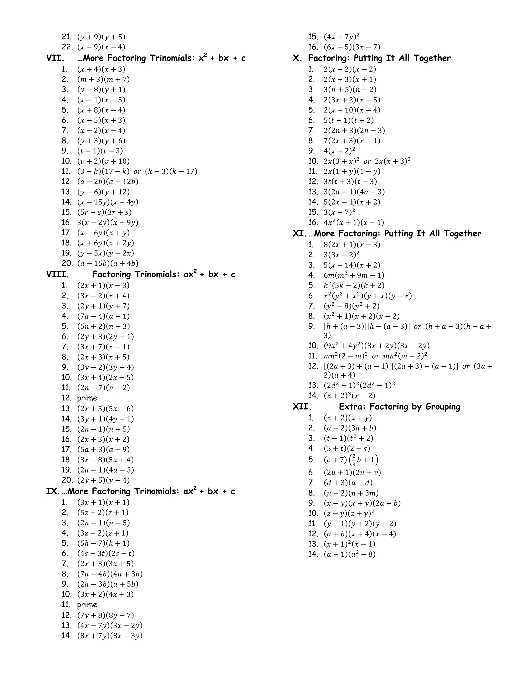 Factoring practice | PDF