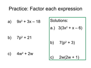 Factoring Quadratics