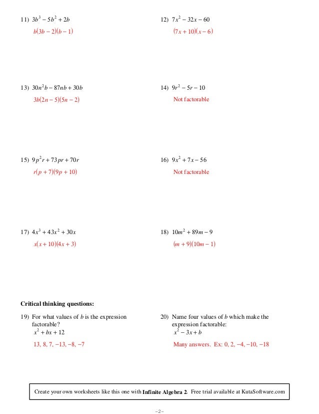 Factoring Quadratic Expressions Factoring Quadratic Expressions