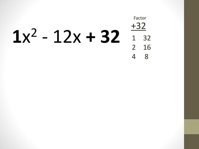 Factoring Quadratics Ex 31 Ppt
