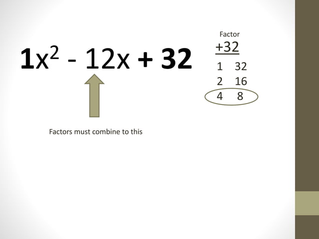 Factoring Quadratics Ex 31 Ppt