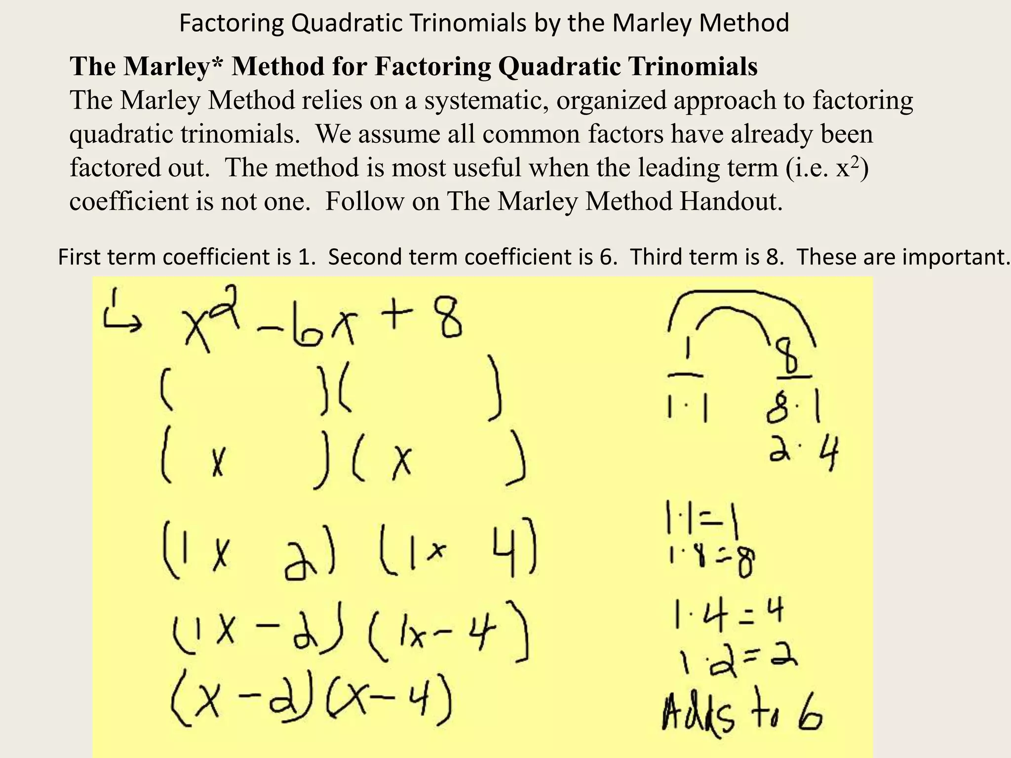 Factoring quadratics part 2 of skill24 | PPT