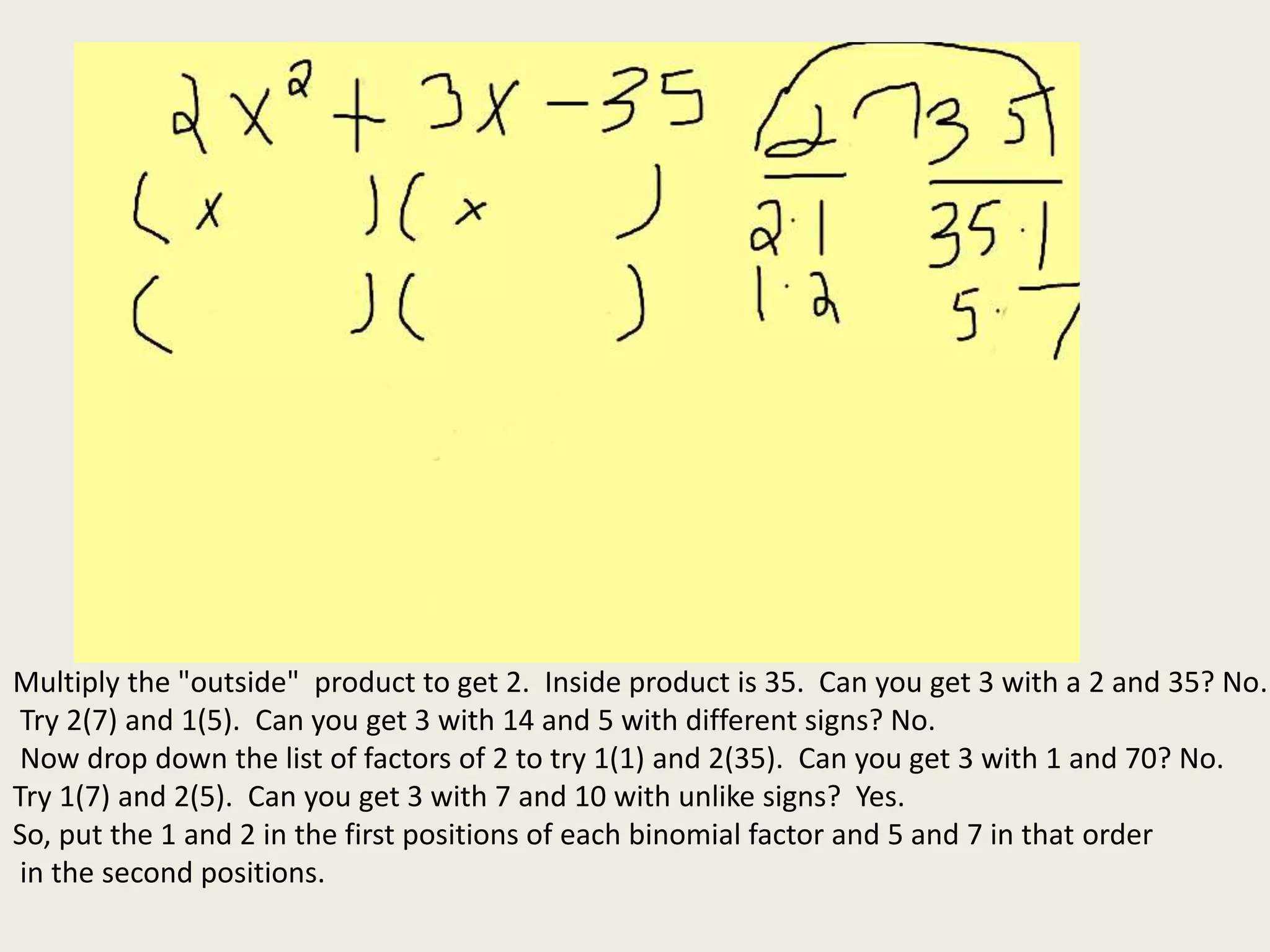 Factoring quadratics part 2 of skill24 | PPT
