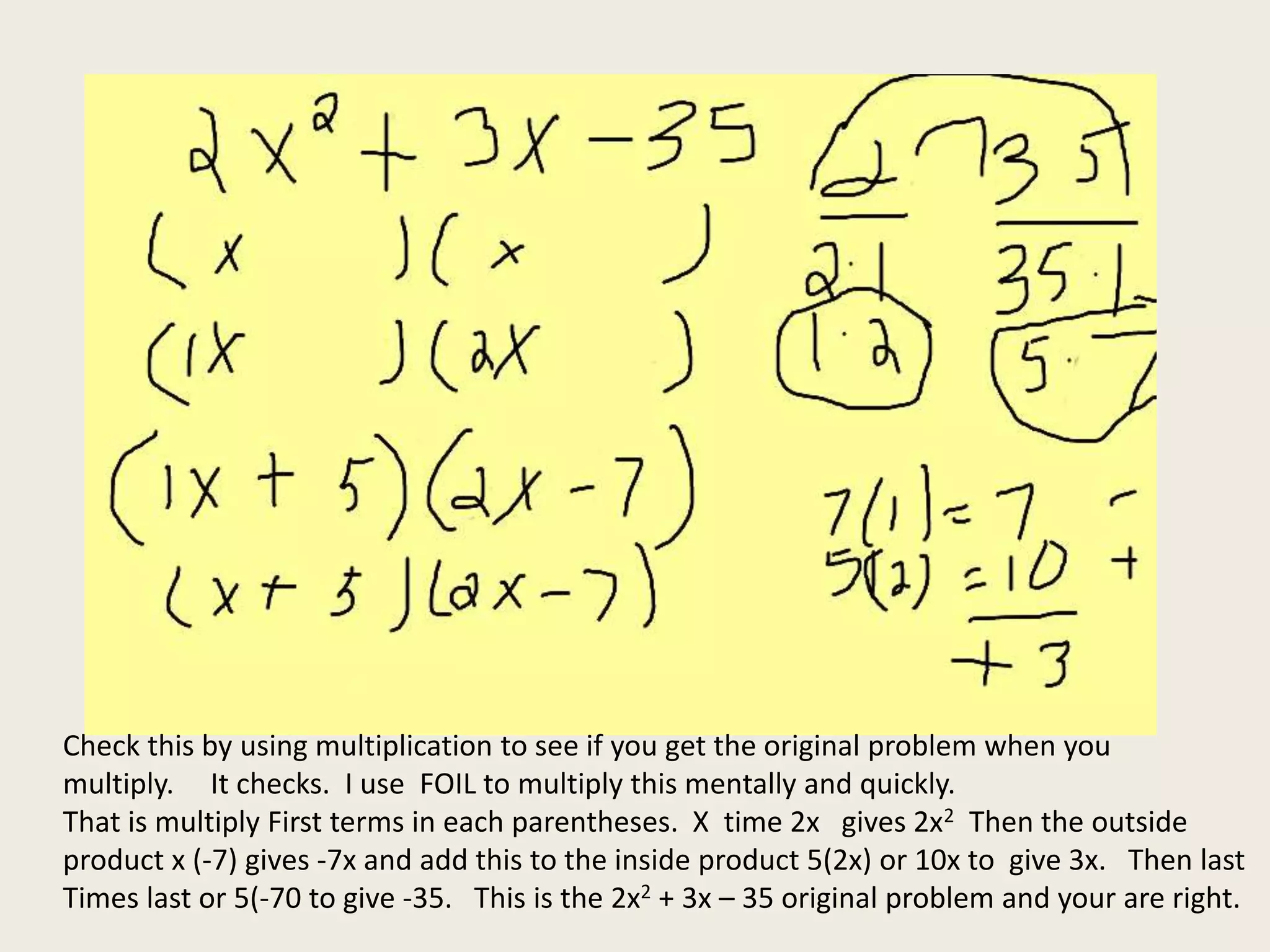 Factoring quadratics part 2 of skill24 | PPT