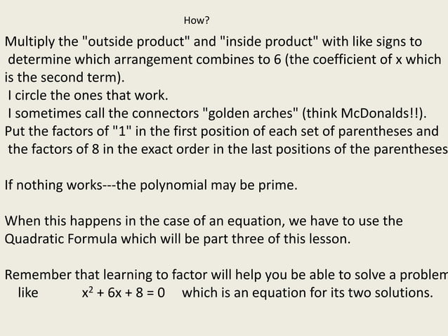 Factoring quadratics part 2 of skill24 | PPT