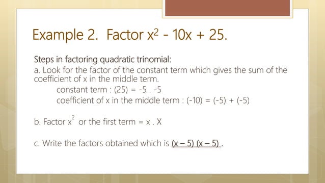 Factoring quadratic trinomial | PPTX | Physics | Science