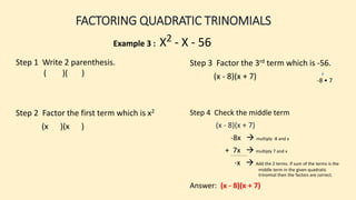 Factoring Quadratic Trinomials | PPTX