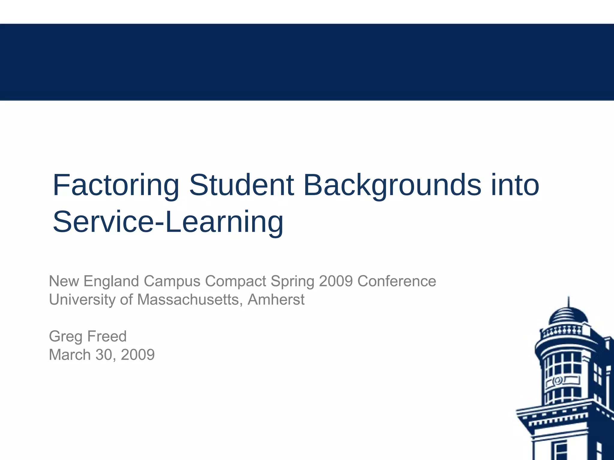Factoring Student Backgrounds into Service-Learning | PPT