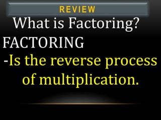 Factoring the difference of two squares | PPTX