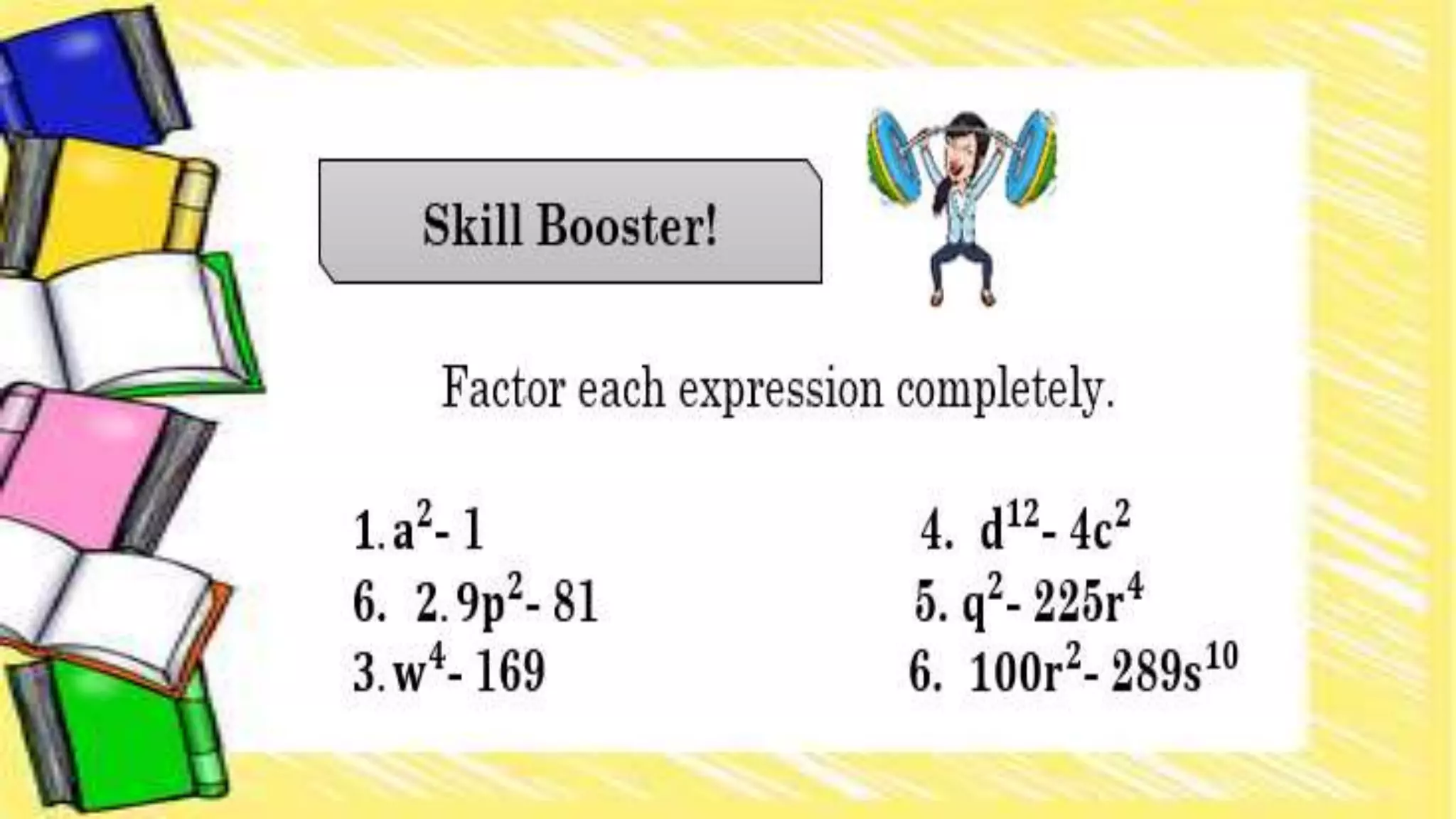 Factoring the difference of two squares | PPTX