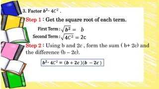 Factoring the difference of two squares | PPTX