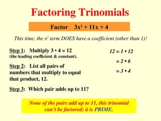 factoring trinomials Mathematics secondary 8.ppt