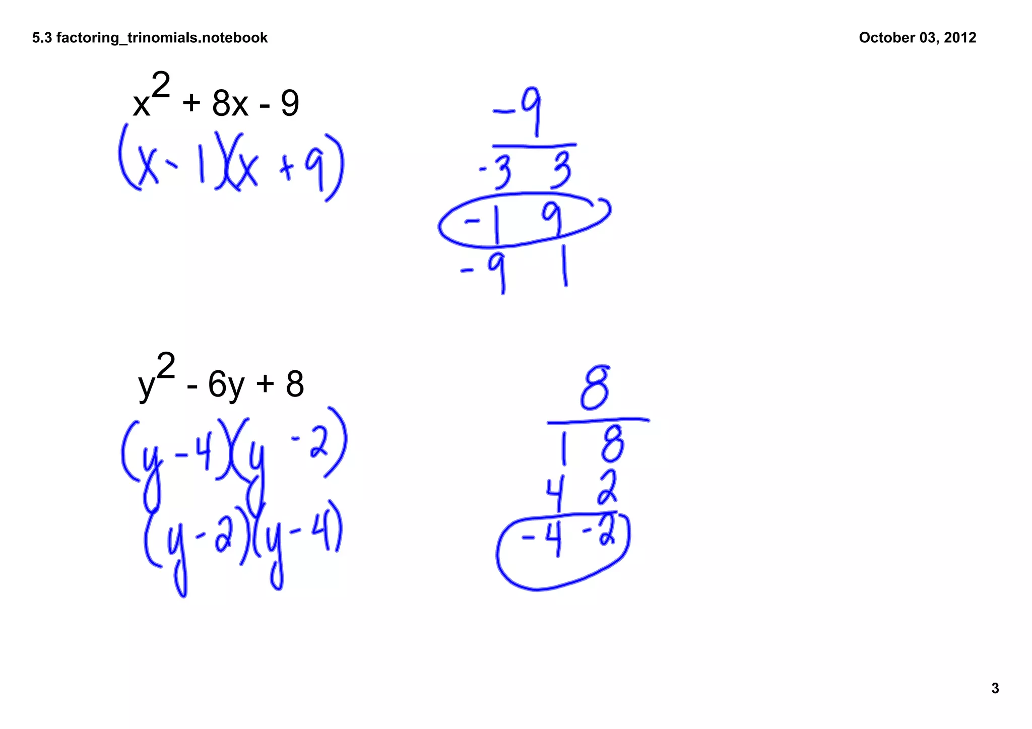 Factoring trinomials lc1 | PPT
