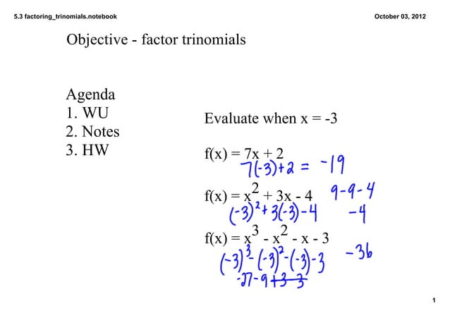 Factoring trinomials lc1 | PDF