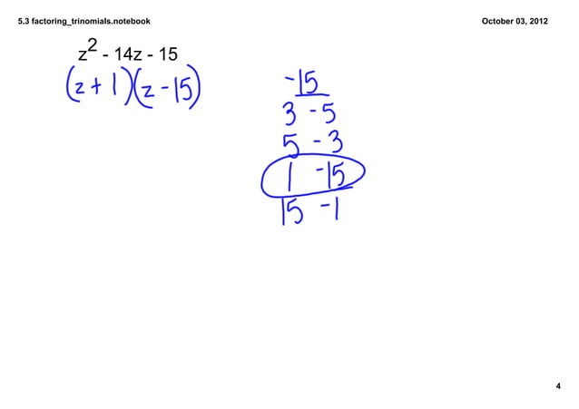 Factoring trinomials lc1 | PDF