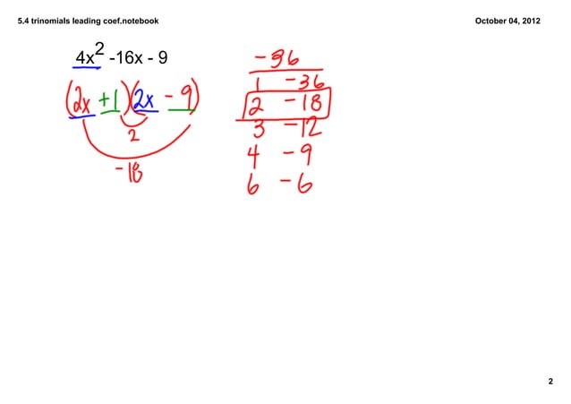 Factoring trinomials lc greater than 1 | PDF | Physics | Science