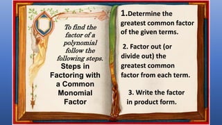 Factoring with a gcf (1) | PPTX