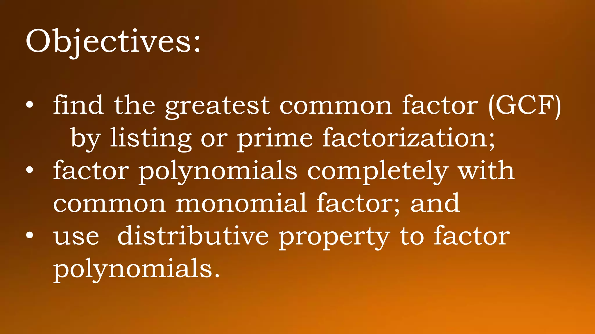 Factoring With Common Monomial Factor Pdf Science