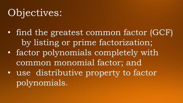 Factoring with Common Monomial Factor | PDF | Science