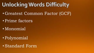 Factoring with Common Monomial Factor | PDF