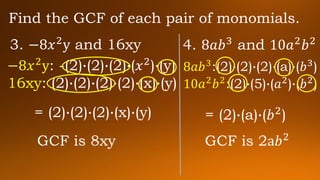 Factoring with Common Monomial Factor | PDF