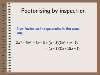 Factorisation polynomilas | PPT
