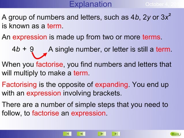 Factorising | PPT