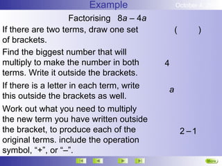 Factorising | PPT