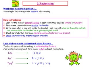 Factorising for 3um | PPT