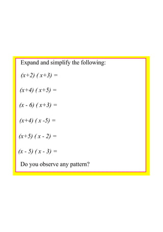 Factorising quadratic expressions 1 | PDF
