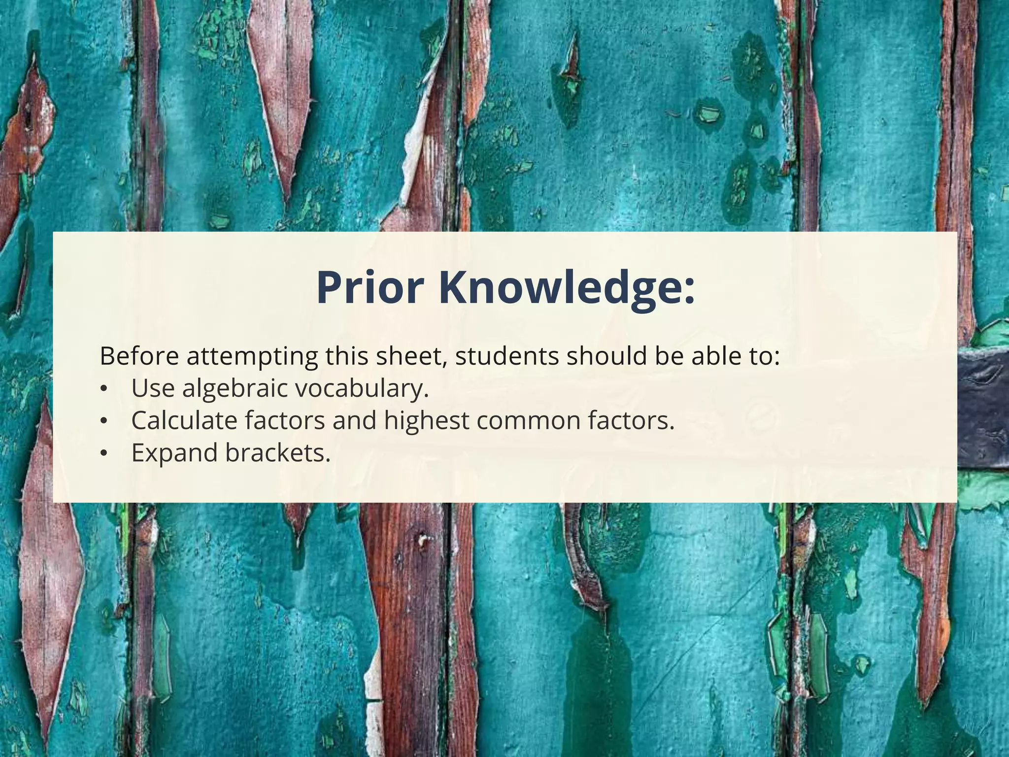 Factorising Single Brackets Presentation.pptx