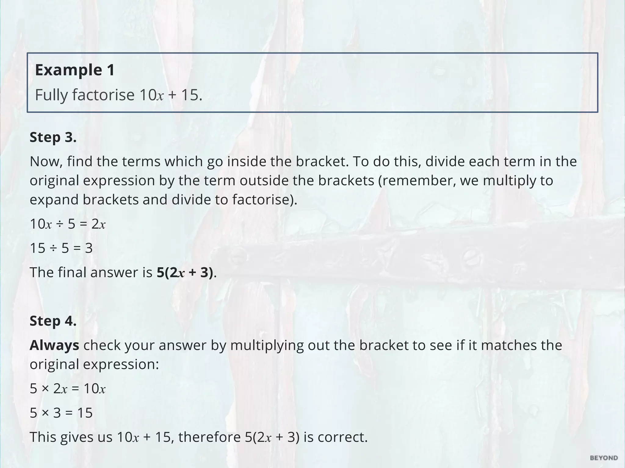 Factorising Single Brackets Presentation.pptx