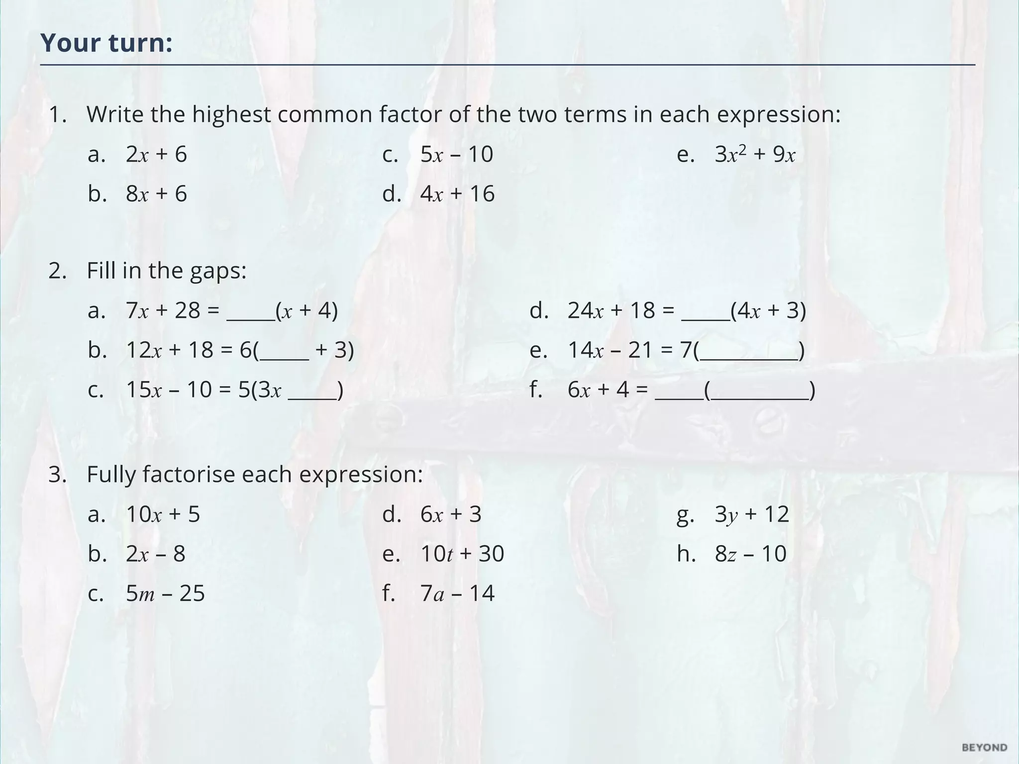 Factorising Single Brackets Presentation.pptx