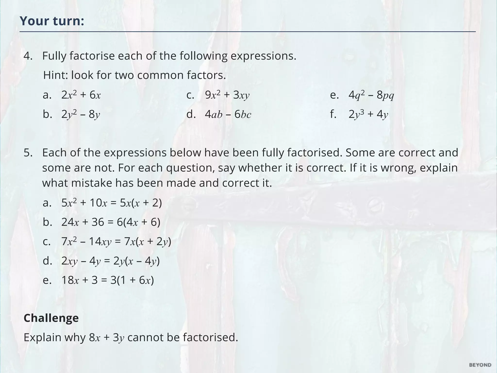 Factorising Single Brackets Presentation.pptx