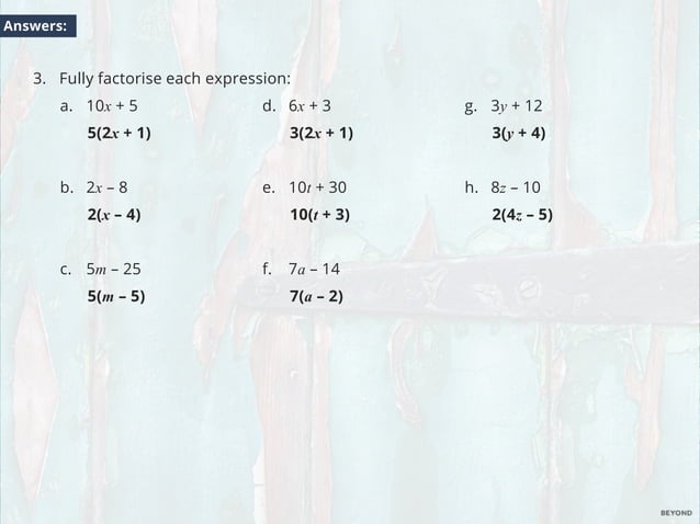 Factorising Single Brackets Presentation.pptx | Sports